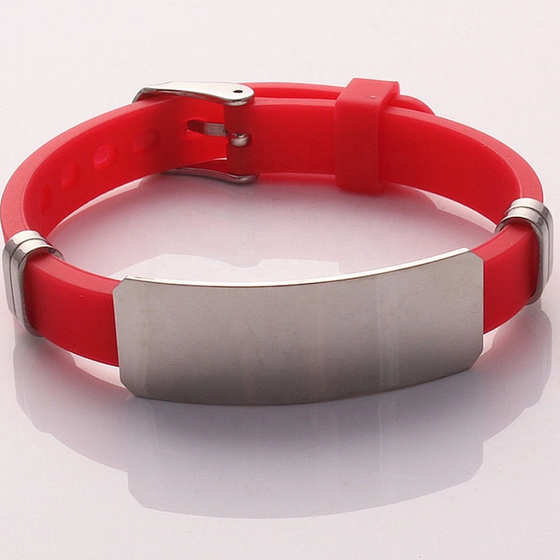 Wholesale Adjustable Silicone ID Bracelets with stainless steel from ...