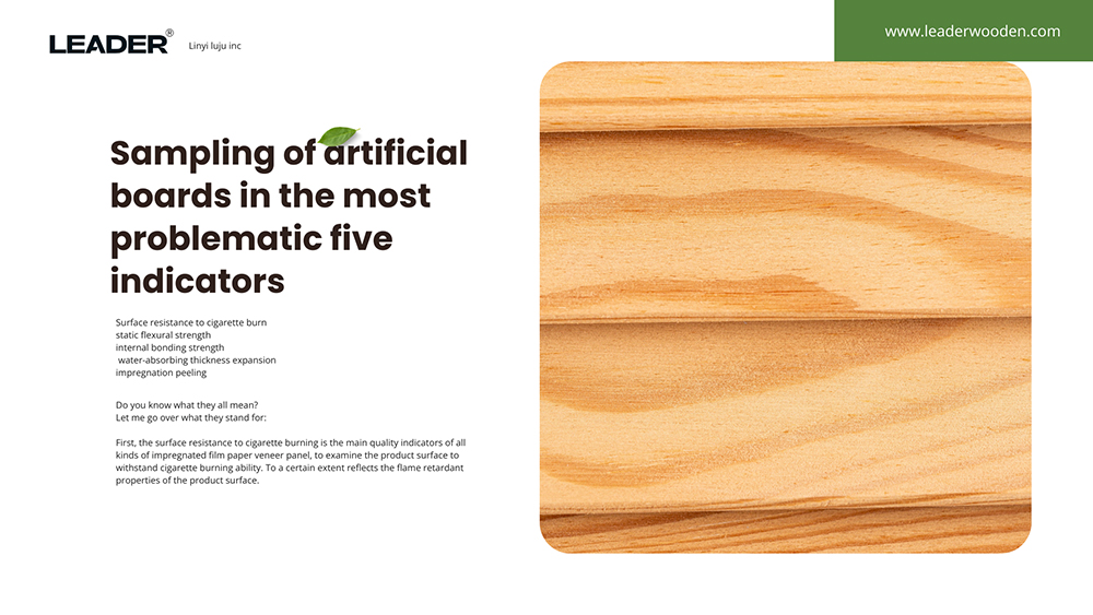 Sampling of artificial boards in the most problematic five indicators ...