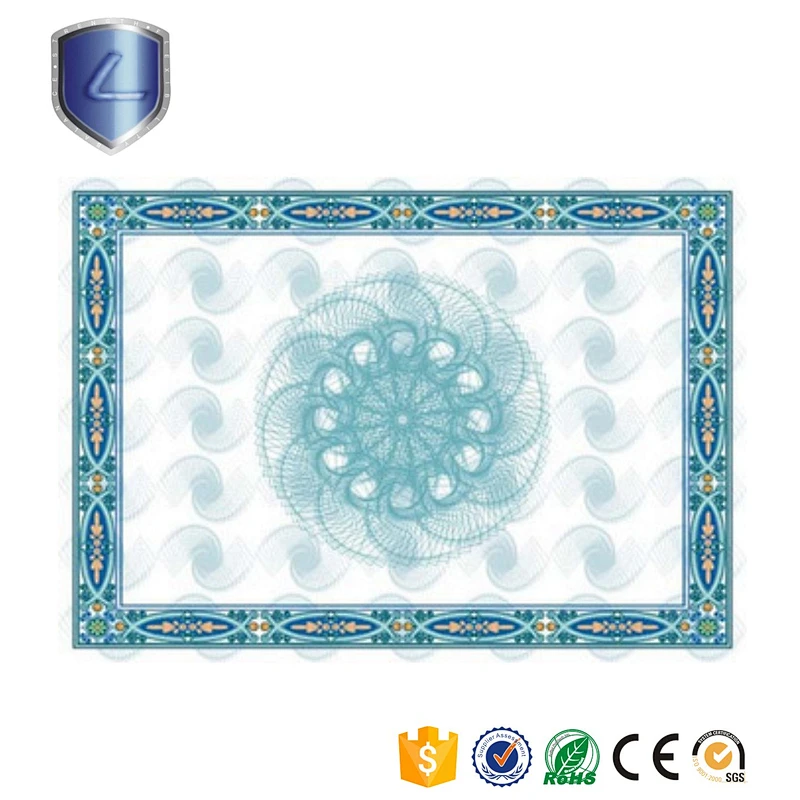 color fiber fluorescent security watermark paper for certificate from ...