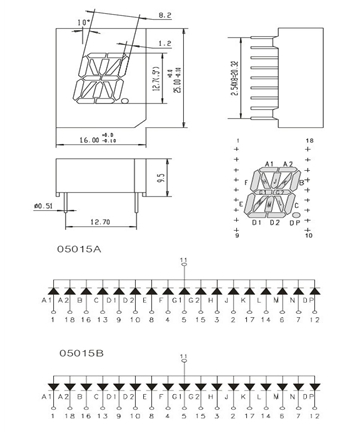 0.5 inch mini red 1 digit led alphanumeric display 16 segments-Houke