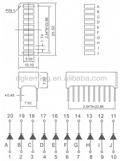 10 segment display ten bar super red color
