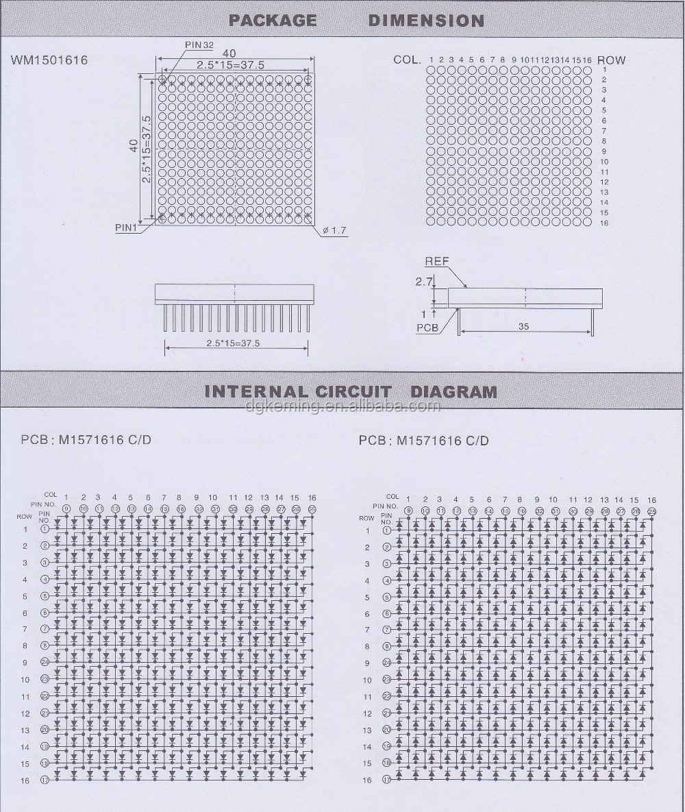 16x16 led matrix display 16x16 dot matrix China LED Manufacturer