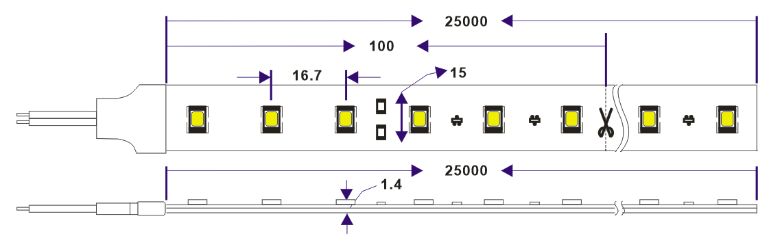 25M/roll 24V ultra length long connection 2835 60LED led strip