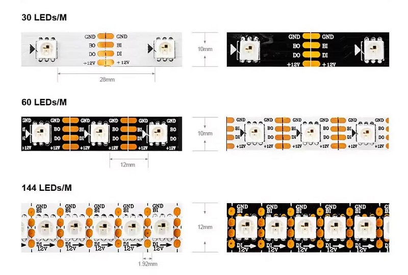 WS2811 VS WS2812 VS WS2813 VS WS2815 digital programmable LED strip