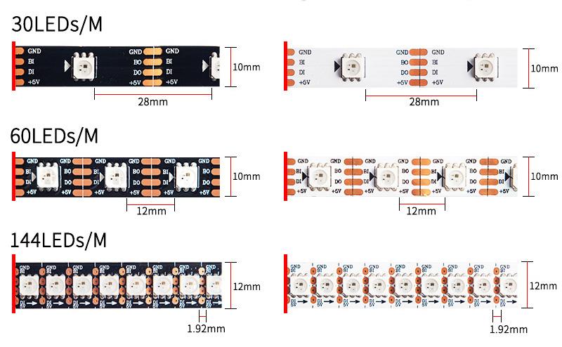 WS2811 VS WS2812 VS WS2813 VS WS2815 digital programmable LED strip