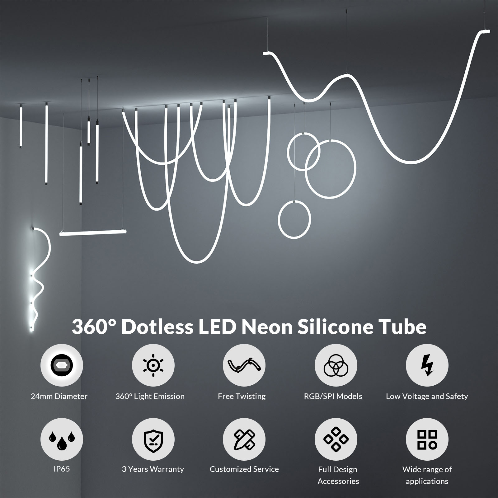 R25 12v 24v große runde LED Neon Flex 360 Streifenlicht