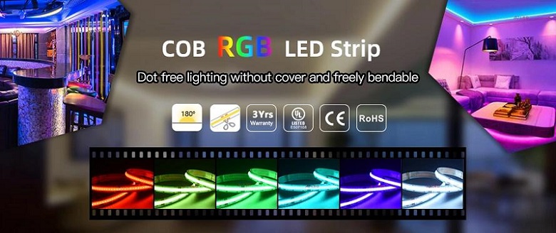 indoor outdoor 12v 24v rgb cob led strip light