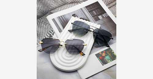 rimless double bridge sunglasses , gradient nylon lenses sunglasses ...
