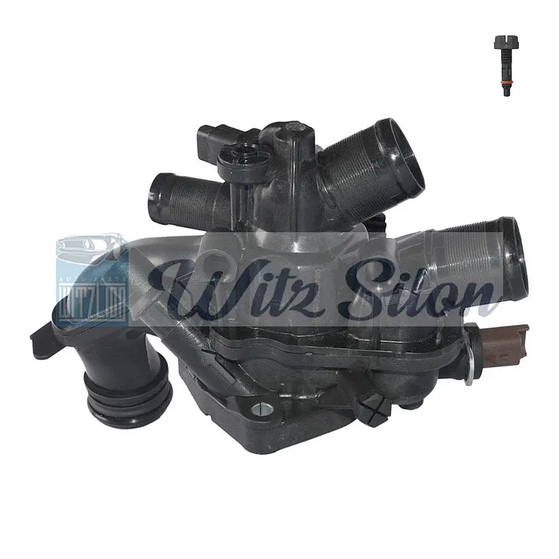 XS6E8A586AH car thermostat housing with temperature sensor coolant ...