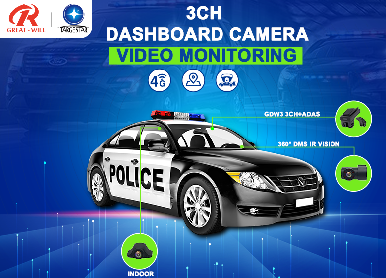 3 Channel AI Powered ADAS DMS Dashboard Camera with IR Vision GPS Dash ...