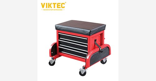 VIKTEC Mechanics Creeper Storage Drawers Tool Box Seat Padded Rolling ...