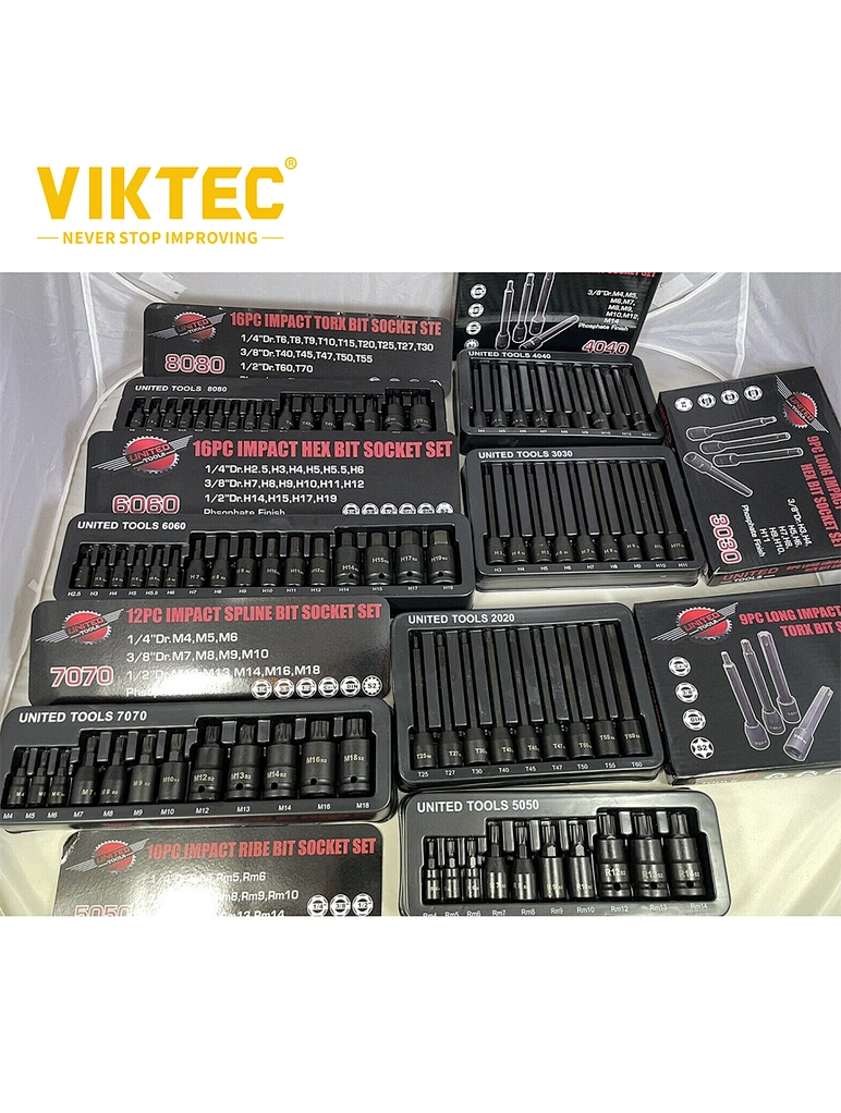 IMPACT HEX & TORX & Splines Ribes BIT SOCKET SET Long Shallow 1/4" 3/8 ...