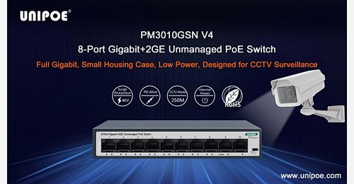UNIPOE 8-Port Gigabit + 2GE Unmanaged PoE Switch-Unipoe