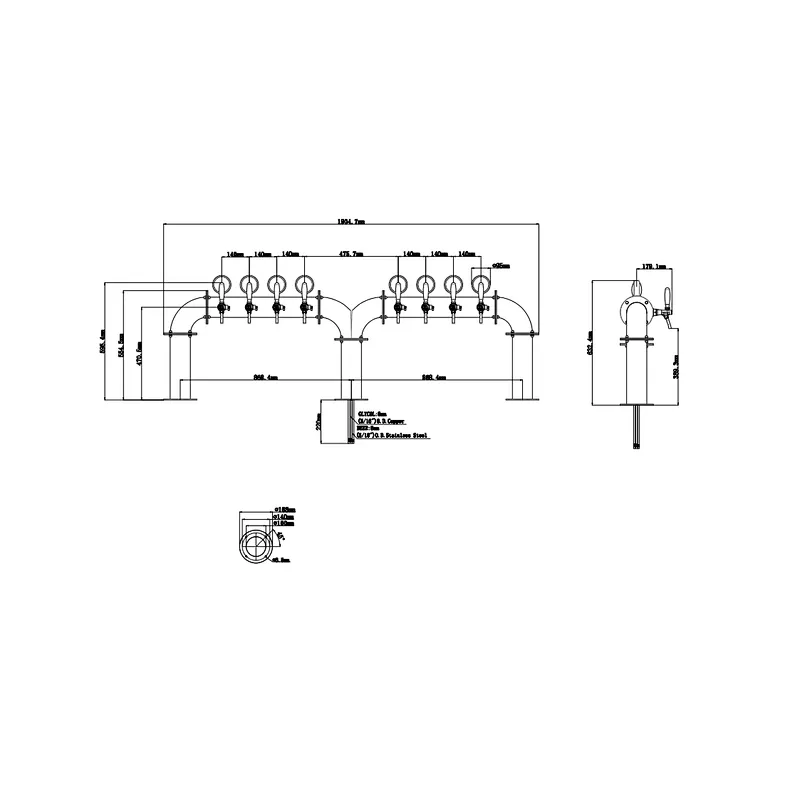 TALOS M Tower Stainless Steel 8 Tap Tower 102mm Beer Dispensing ...