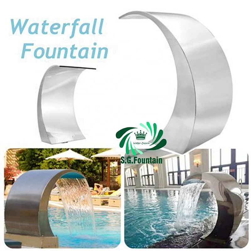 Stainless Steel Pool Cascad waterfall swimming pool Led Waterfall water ...