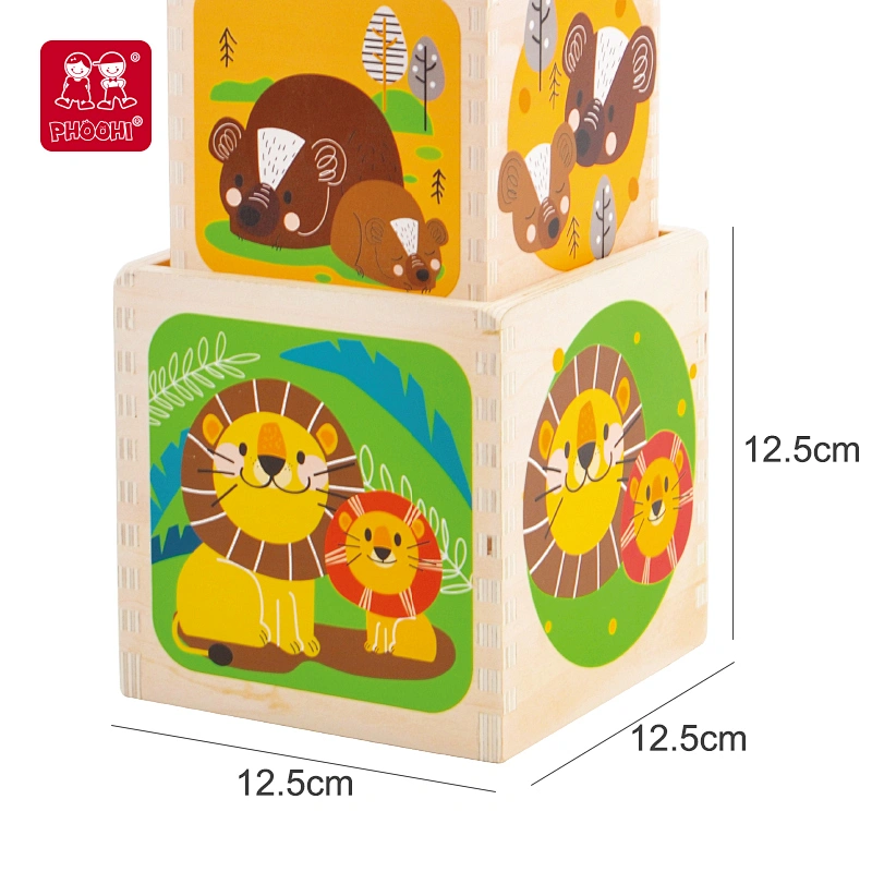 Phoohitoy - Wholesale Colorful Animal Wooden Stacking Cubes
