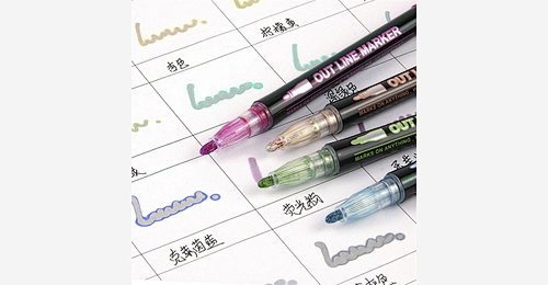 Outline metallic marker pens with clip | Factory Direct