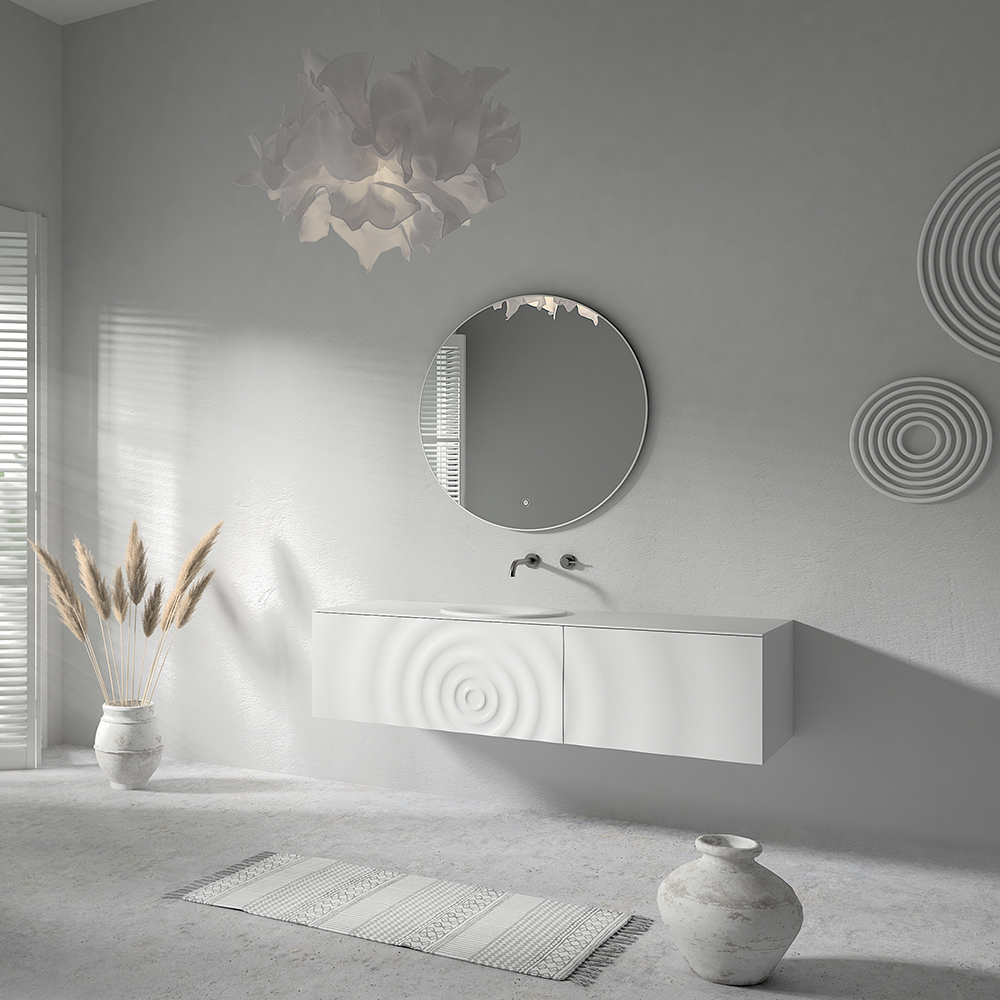 White PVC MDF Bathroom Cabinet Bathroom Vanity TONA