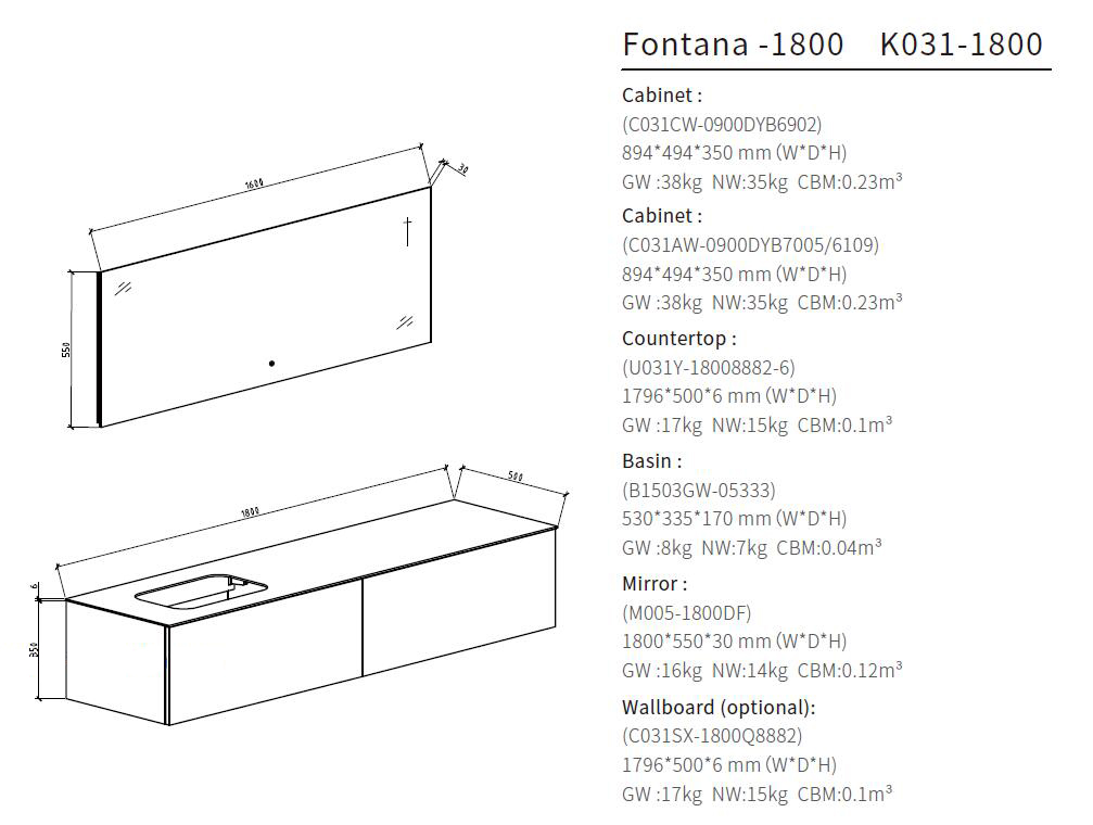 Flat Pack MDF Combo Bathroom Vanity Unit - TONA.com