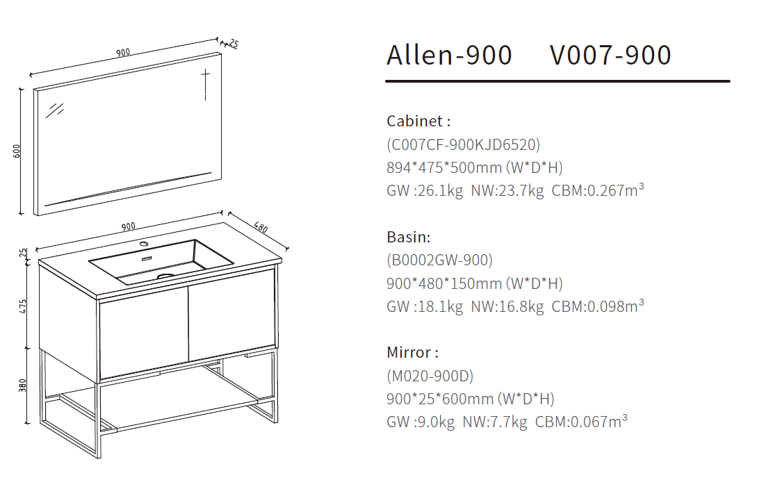 Grey Freestanding Bathroom Vanity With Sink - TONA.com