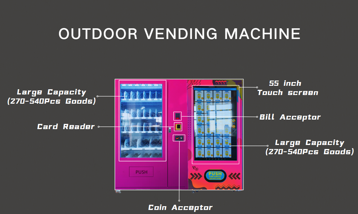 Outdoor Snacks and Drinks Combo Vending Machine with Large Touch Screen ...