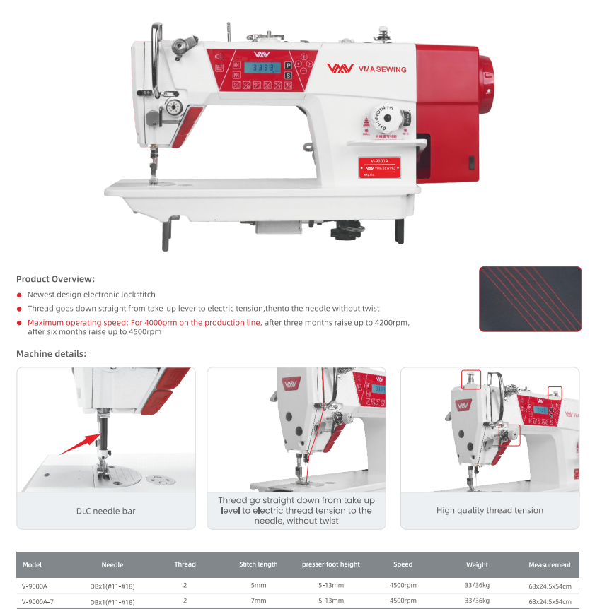 electronic single needle lock stitch - VMA SEWING MACHINE