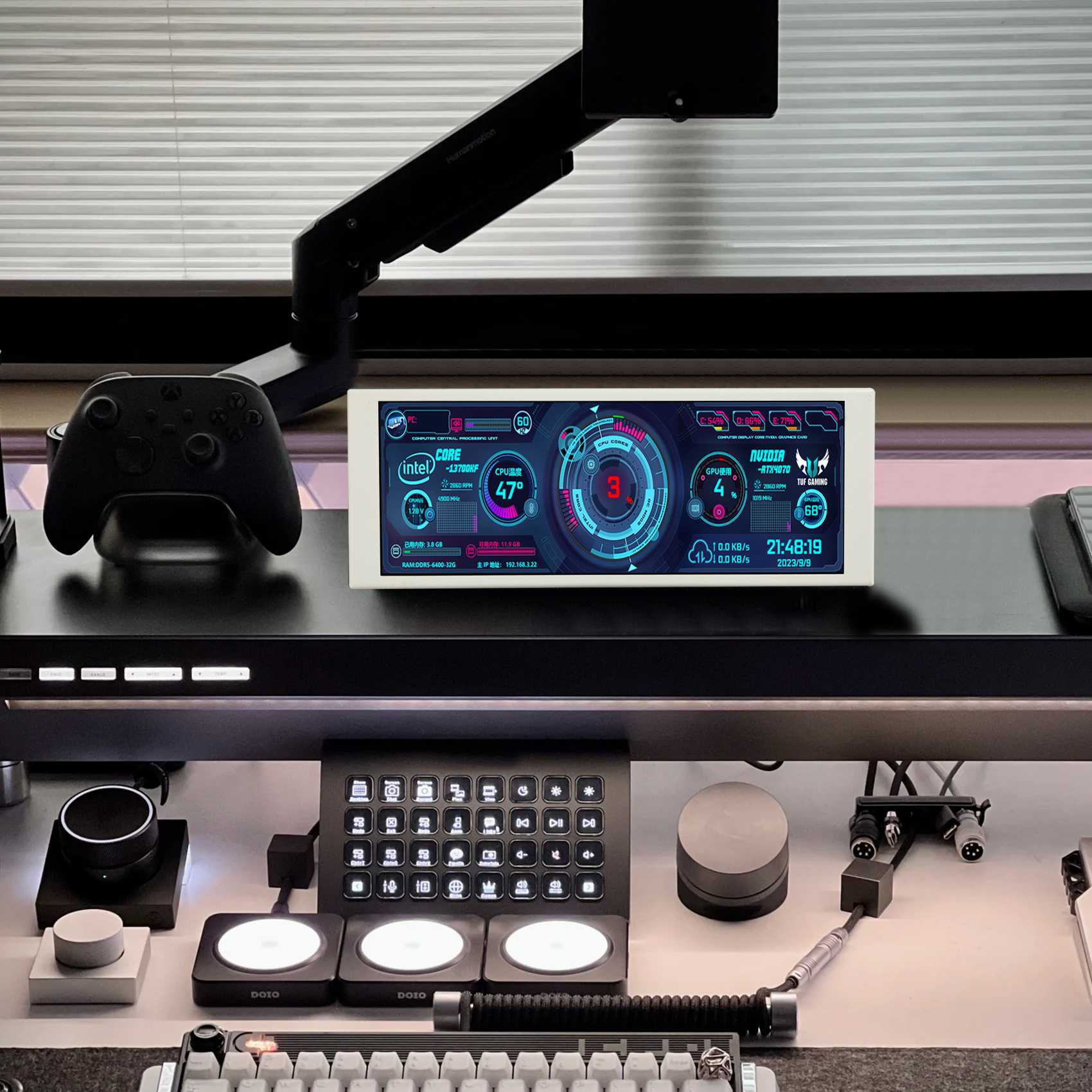 Pc Side Panel Display 462X1920 9.16Inch Bar Monitor For Diy Cpu Gup Temp