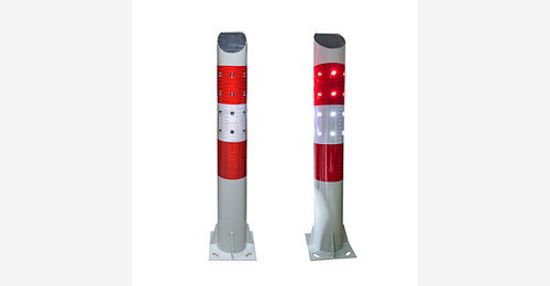 Solar powered flashing LED traffic ramp guidance warning column ...