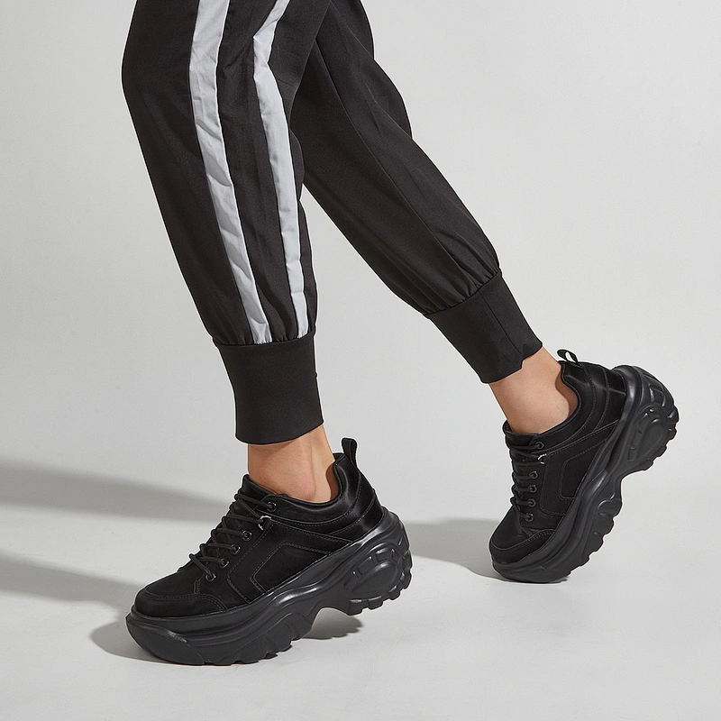 Black Fashion Chunky Wedge Sneakers Platform Shoes from China ...