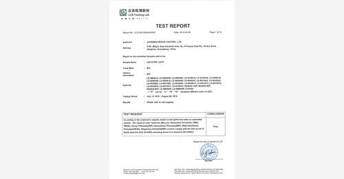 RoHS TEST REPORT - LED Strip Light - JIANGMEN NEDAR LIGHTING CO., LTD