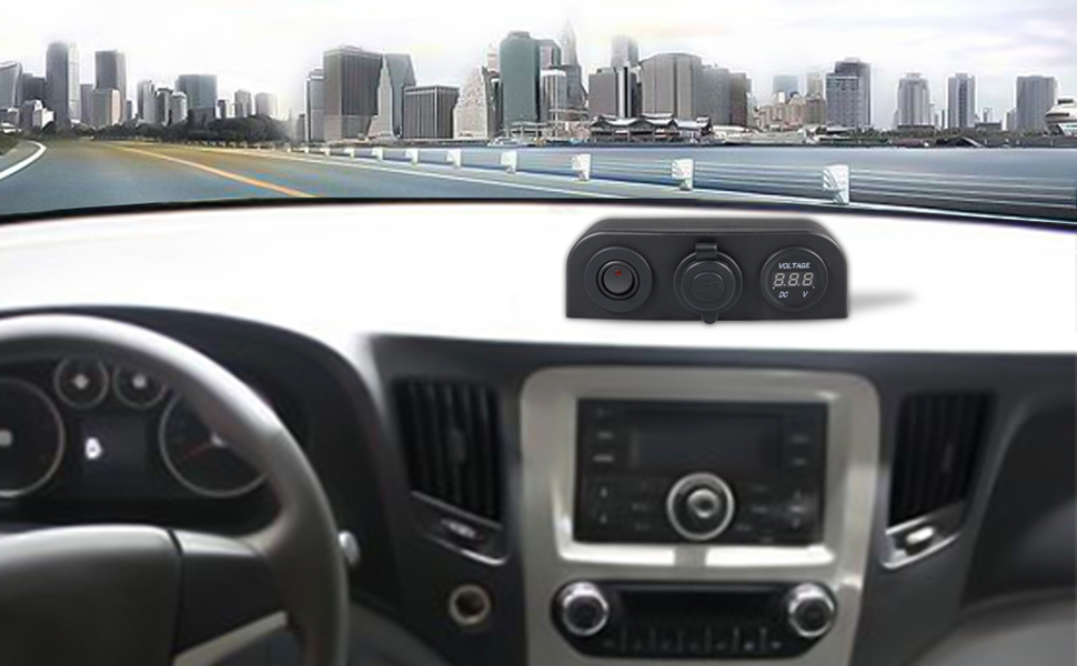 12V USB socket flush mount with switch auto voltmeter Manufacturer | DAMAVO