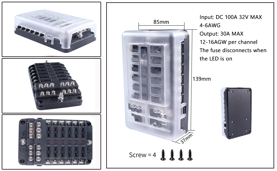 12 way fuse block 12V DC fuse box screw cap fuse holder Manufacturer ...