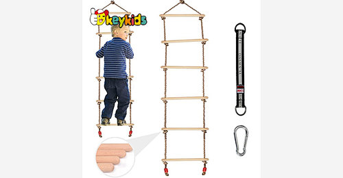 Indoor Outdoor hanging climbing ladder wooden rope swing ladder for ...