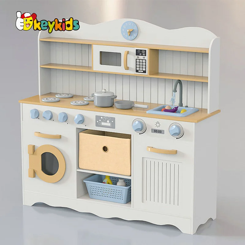 New released kids cooking pretend play wooden kitchen toy with running ...