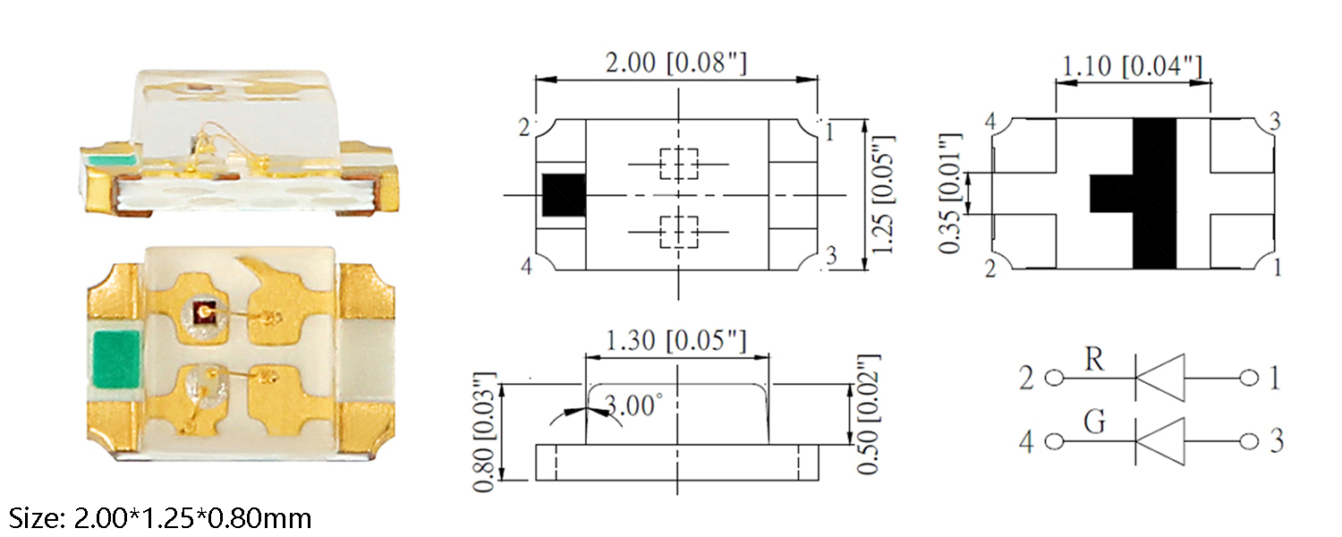 0805贴片LED灯珠发光二极管 SMD 0805红蓝绿白橙黄黄绿