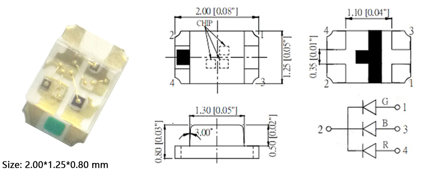 0805贴片LED灯珠发光二极管 SMD 0805红蓝绿白橙黄黄绿