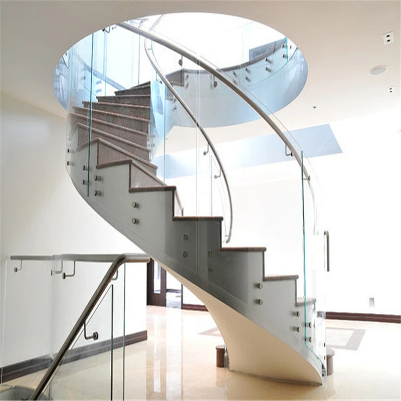 PRIMA luxury hotel interior stainless steel stringer curved staircase ...