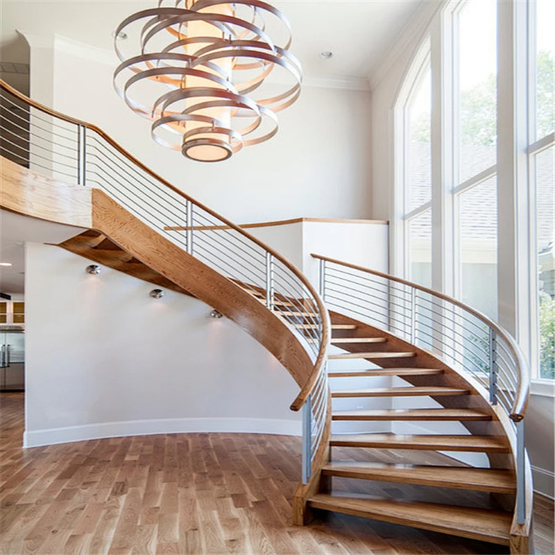 PRIMA luxury hotel interior stainless steel stringer curved staircase ...