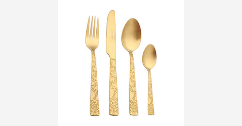 Sun flowers golden cutlery set 24 pieces