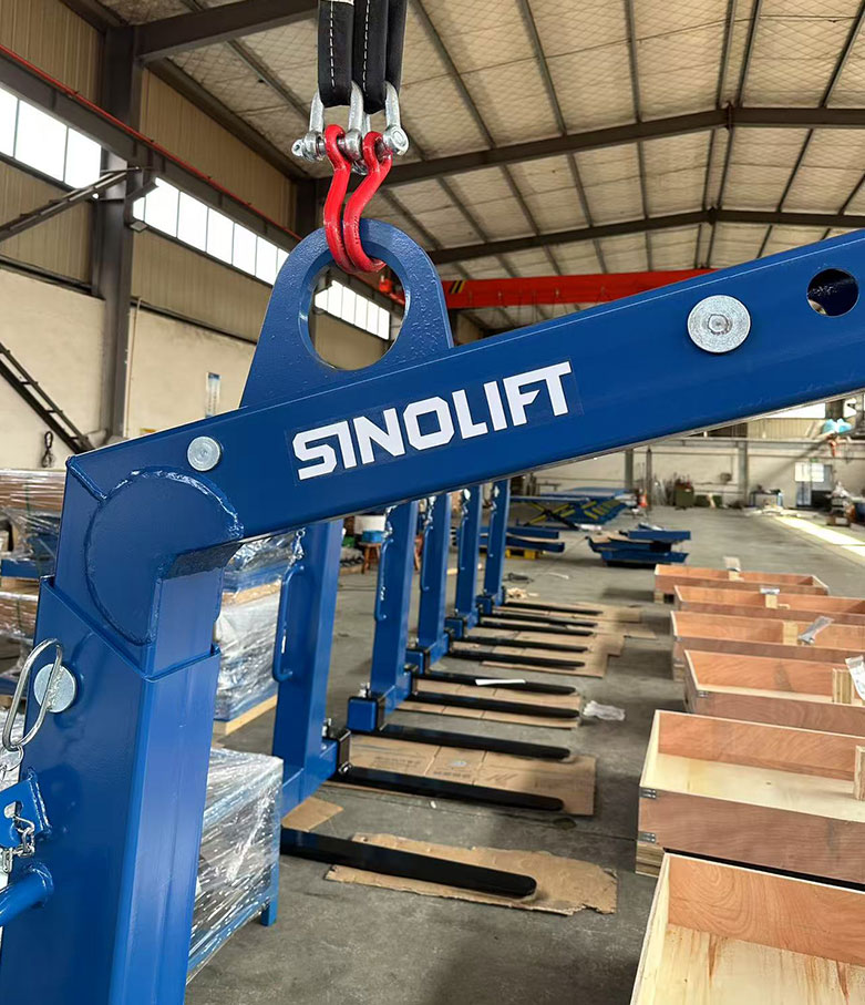 Sinolift CK CY lifting fork pallet crane with adjustable fork width and adjustable column height ...