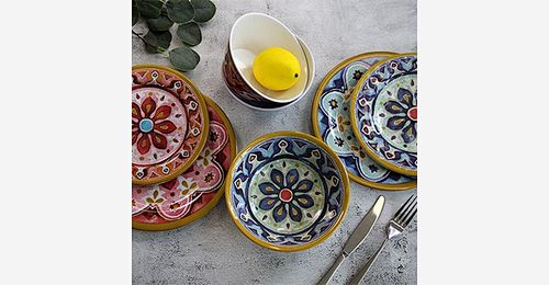 SEBEST OEM Moroccan Style Gold Rim Melamine Dinnerware