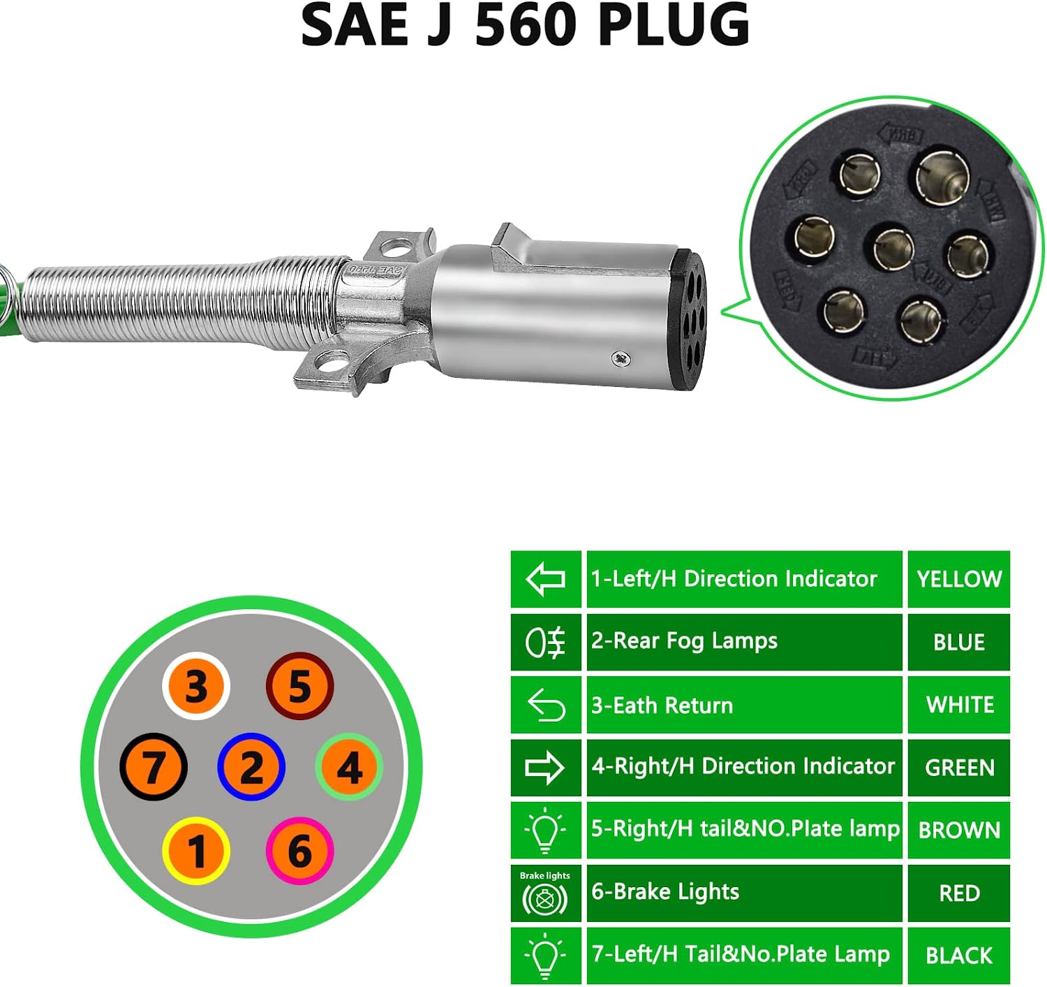 7 Way ABS Straight Trailer Cable , 7 Way ABS Straight Trailer Cord , 7 ...