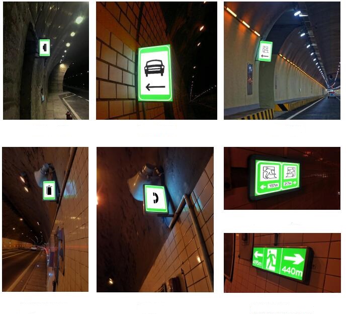 Tunnel electric light sign emergency stop area sign