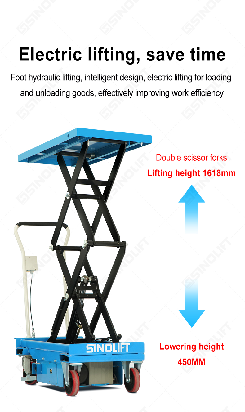 electric double scissor lift , battery powered lift table , non-marking ...