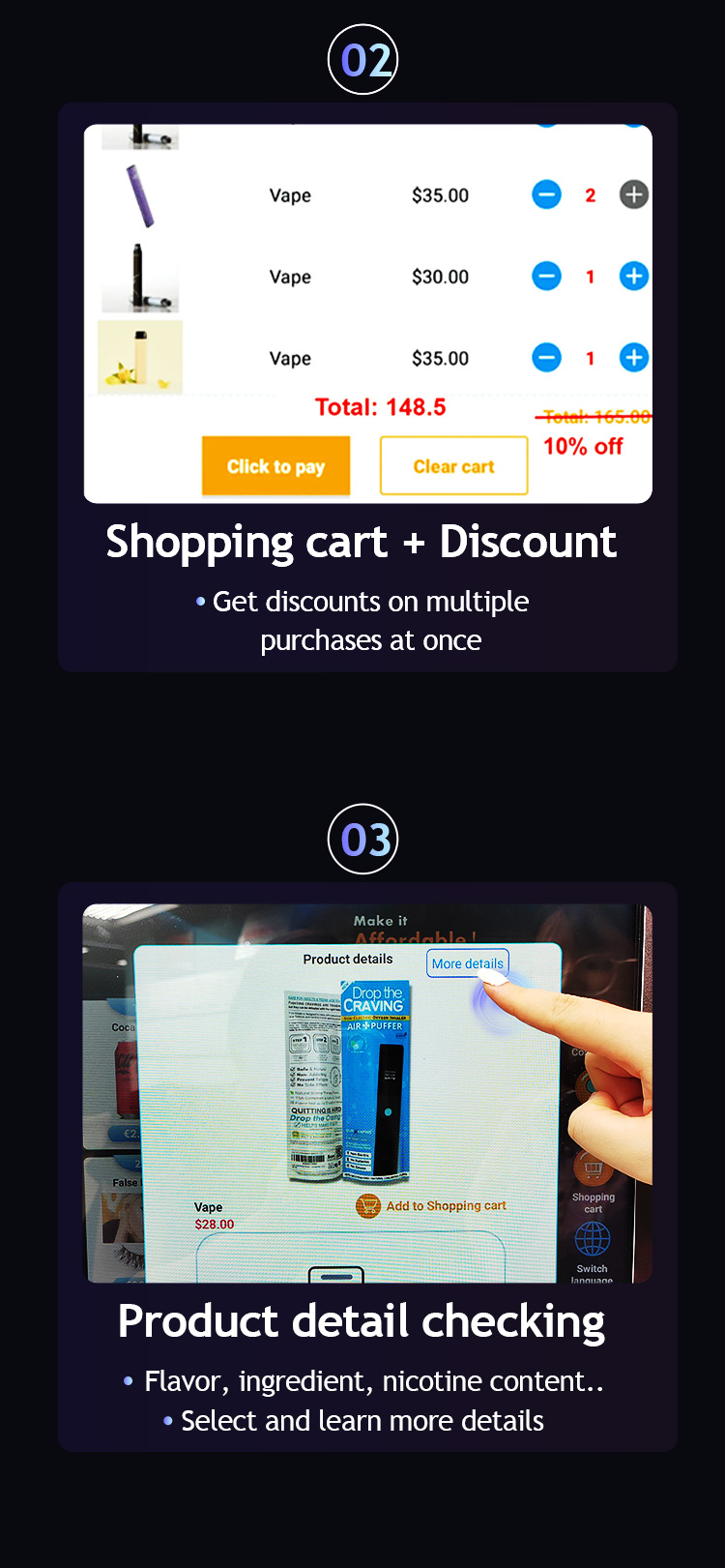 Mini Tabletop Vending Machine LED Light ID Scanner