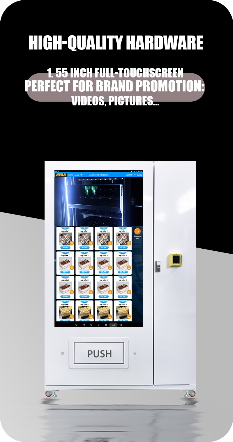 55-inch touchscreen smart vending machine with telemetry