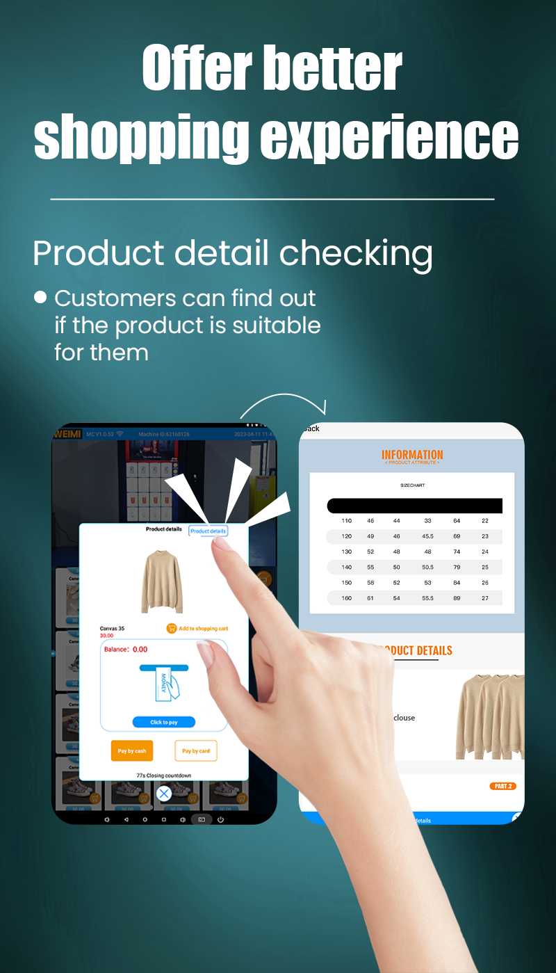 T-shirts Clothing Vending Machine Big Digital Touchscreen