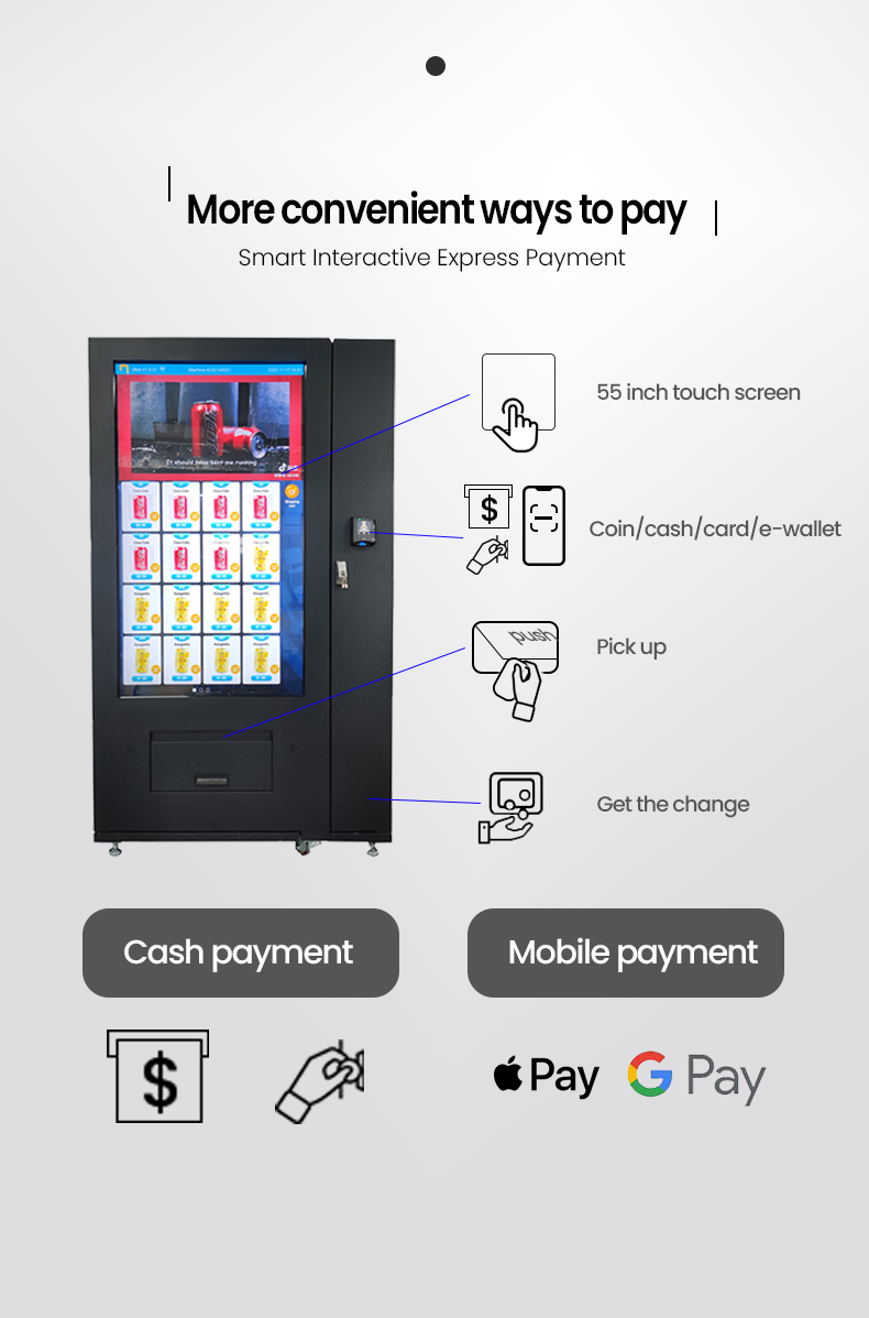Food Snacks Vending Machine with LCD Advertising Screen