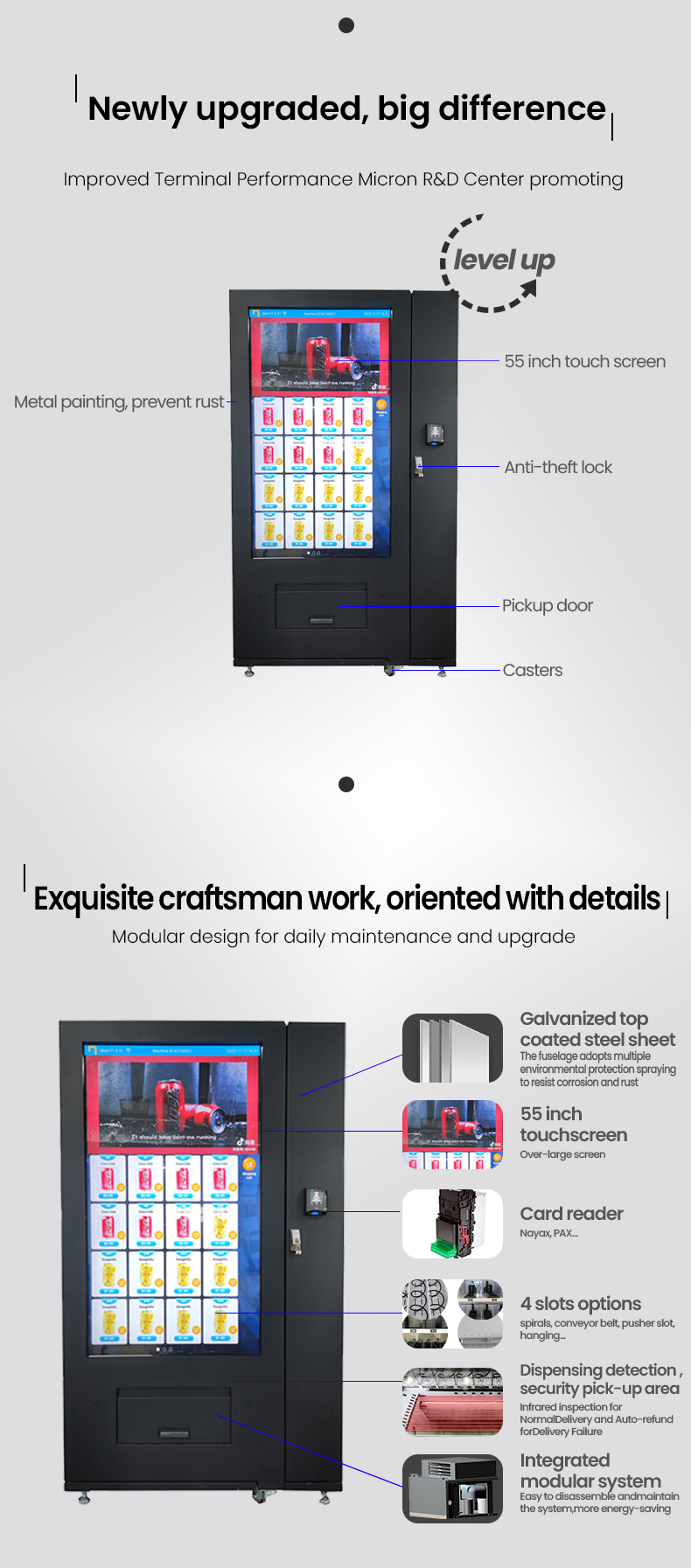 Food Snacks Vending Machine with LCD Advertising Screen