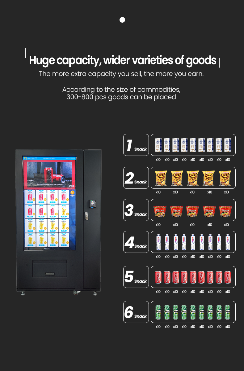 Food Snacks Vending Machine with LCD Advertising Screen
